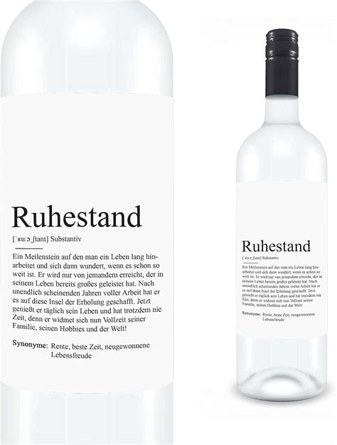 KAMEWI Etikett RUHESTAND Definition Aufkleber für Weinflaschen
