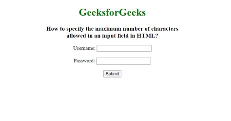 how to specify minimum andmaximum number of characters allowed in an input field in html