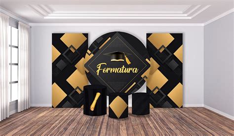 Super Kit Painel De Festa e Capas de Cilindro Formatura Geométrico