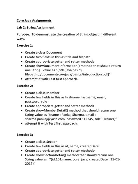 core java assignments lab 2 string assignment pdf string computer science object