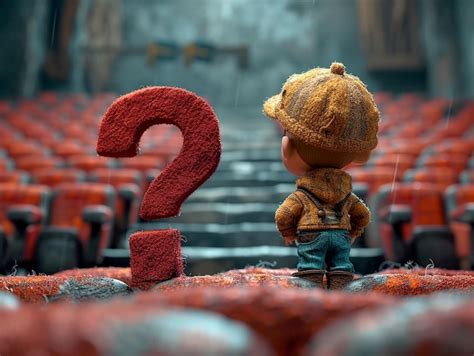 Signo de interrogación rojo con pequeñas marionetas Foto Premium
