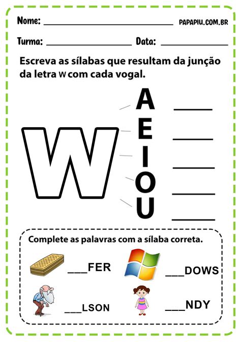 Atividades De Alfabetiza O A Letra W Papapiu