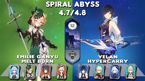 Spiral Abyss 4 7 4 8 C0 Emilie Ganyu Melt Burn C0 Yelan Hypercarry