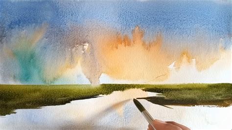 How To Paint Beautiful Watercolor Landscape Easy Beginners Tutorial