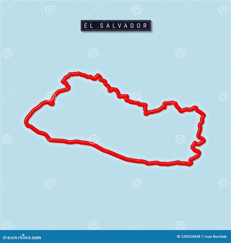 El Salvador Bold Outline Map Vector Illustration Stock Vector