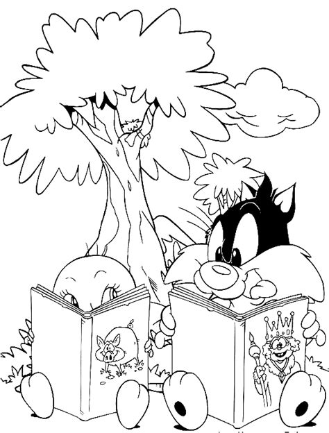 Dibujo De Beb Sylvester Y Beb Piolin Que Leen Libros Baby Looney Tunes