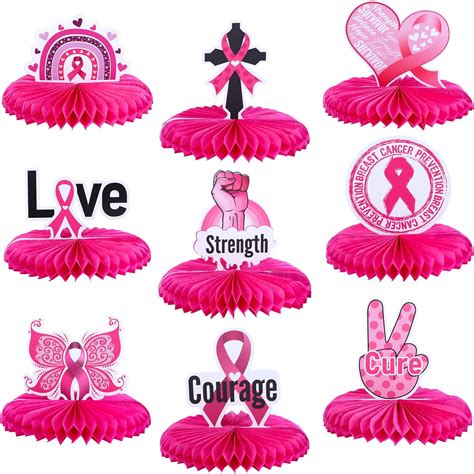 Amazon 9 Pieces Breast Cancer Awareness Honeycomb Centerpieces 3D
