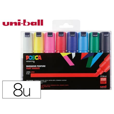 Rotulador Uni Posca Pc 8k 8c Marcador De Pintura Punta Biselada 8 Mm