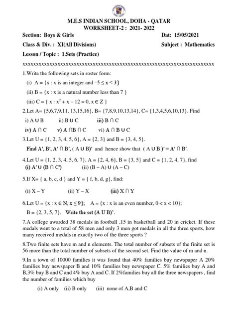 2021 worksheets sets pdf mathematical logic mathematical objects