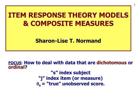 ppt item response theory models and composite measures sharon lise t normand powerpoint