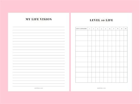 2022 Goals Template Level 10 Life Chart Monthly Planner Template Free