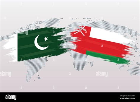 Oman Vs Pakistani Flags On World Map Stock Vector Images Alamy
