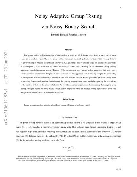 noisy adaptive group testing via noisy binary search deepai