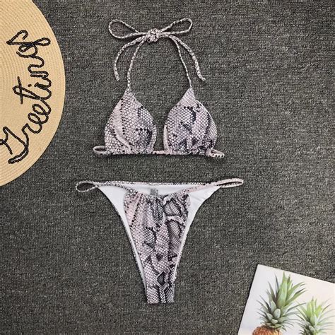 2019 String Extreme Micro Triangle Thong Bikini Women Reversible