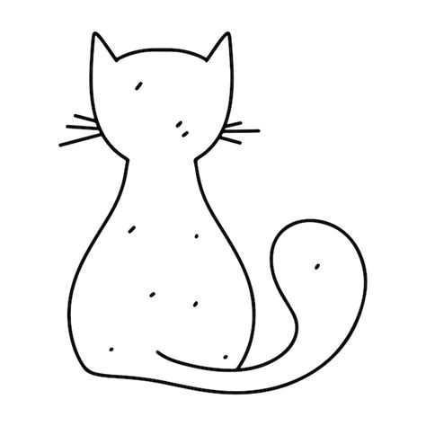 Premium Vector Back Sitting Cat In Hand Drawn Doodle Style Cute