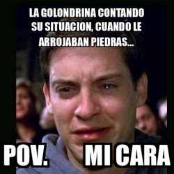 Meme Crying Peter Parker LA GOLONDRINA CONTANDO SU SITUACION CUANDO