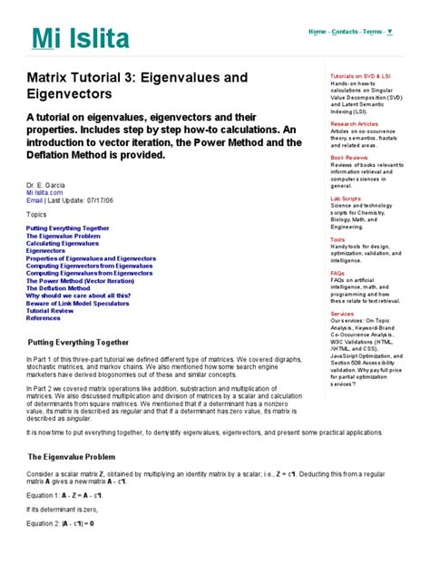 eigenvalues and eigenvectors tutorial pdf eigenvalues and eigenvectors matrix mathematics