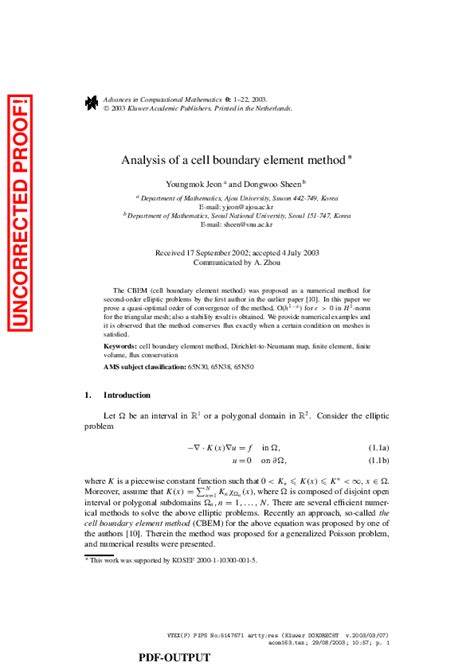 pdf analysis of a cell boundary element method dongwoo sheen