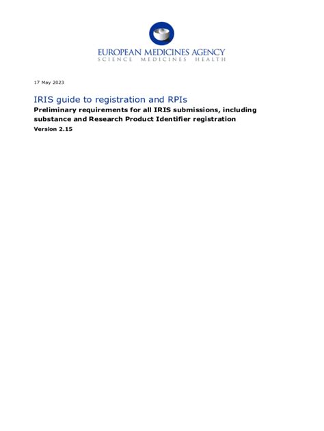 Fillable Online Iris Guide For Applicants European Medicines Agency
