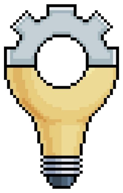 Premium Vector Pixel Art Lamp Gear Idea And Strategy Concept Vector