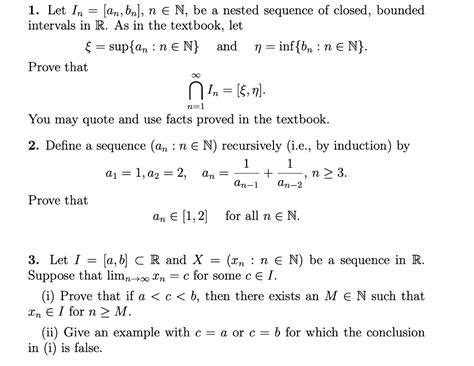 solved 1 let in an bn] n e n be a nested sequence of