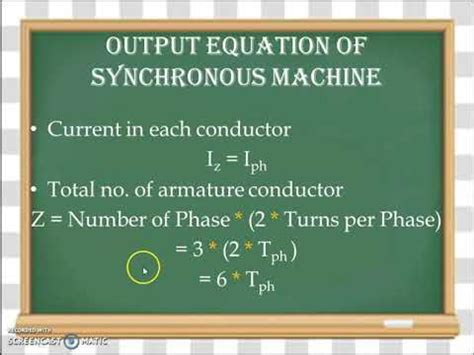 Output Equation For Synchronous Machine Design Of Synchronous Machine