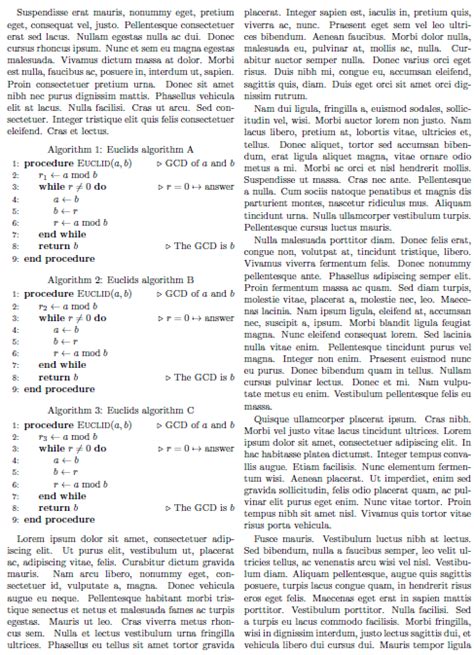 [tex latex] how to format multiple algorithms so that they appear together math solves everything
