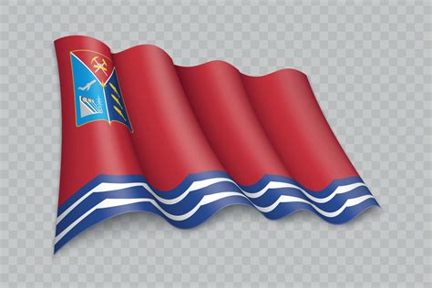 3D Realistic Waving Flag Of Magadan Oblast Is A Region Of Russia