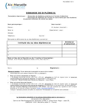 Remplissable En Ligne Sciences Univ Amu Exigences Du Diplme De L Tat De