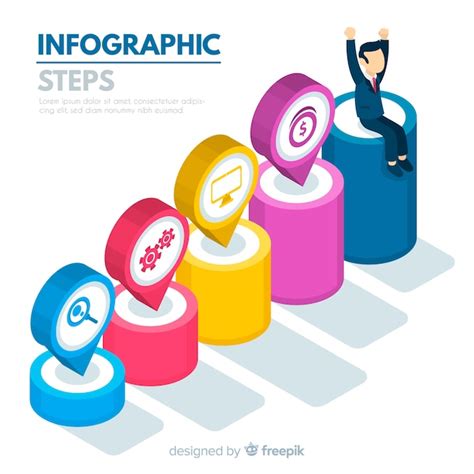 Free Vector Isometric Infographic Steps Concept