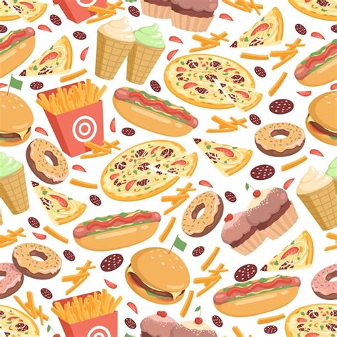 Premium Vector Fast Food Seamless Pattern