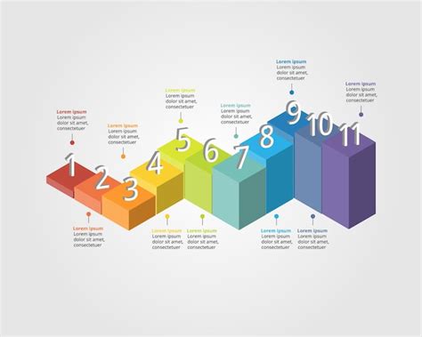 Plantilla de gráfico de gráfico cuadrado con número para infografía