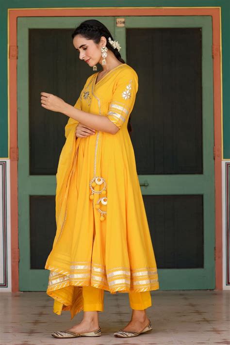 Women S Basant Angrakha Anarkali Suit Set Gillori Fashion Show
