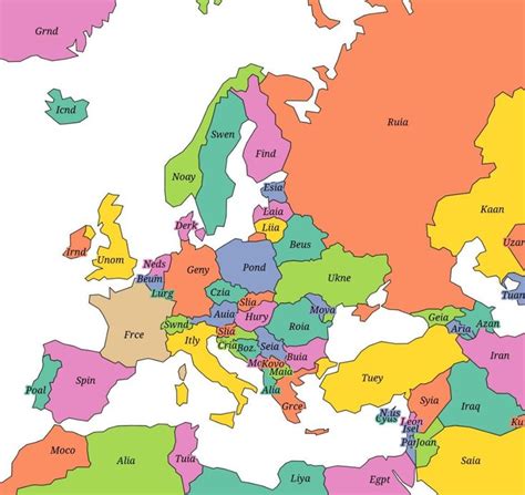 Europe If Each Country Name Was Only The First And Last Two Characters