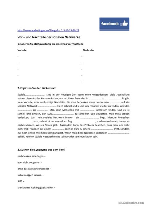 Vorteile Nachteile Von Soziale Deutsch Daf Arbeitsbl Tter Pdf Doc