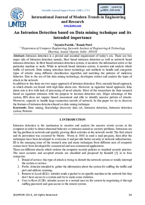 pdf an intrusion detection based on data mining technique and its