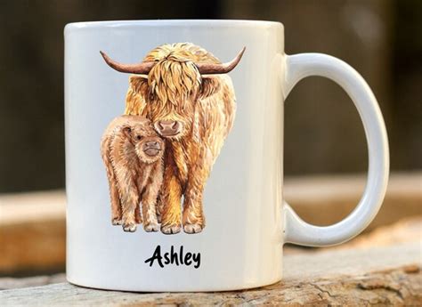 Custom Highland Cow Mug Highland Cow Gift For Her Cute Etsy