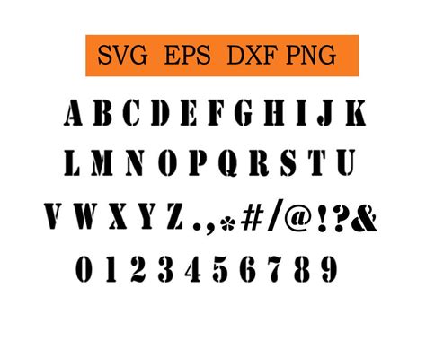 Stencil Font Svg Eps Dxf Files Digital Letters SVG Etsy UK