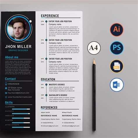 Clean Modern Resume Cv Template Masterbundles