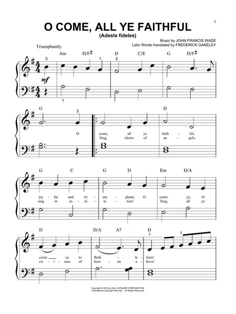 O Come All Ye Faithful Adeste Fideles Sheet Music John Francis