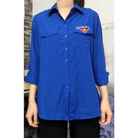Áo đoàn áo đoàn thanh niên Nam Nữ Logo thêu Vải Kate bền màu cao