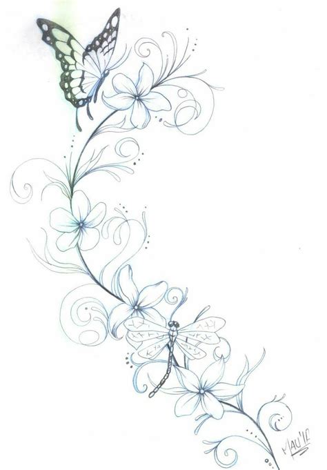 Flower Vine Tattoos Butterfly With Flowers Tattoo Flower Tattoo