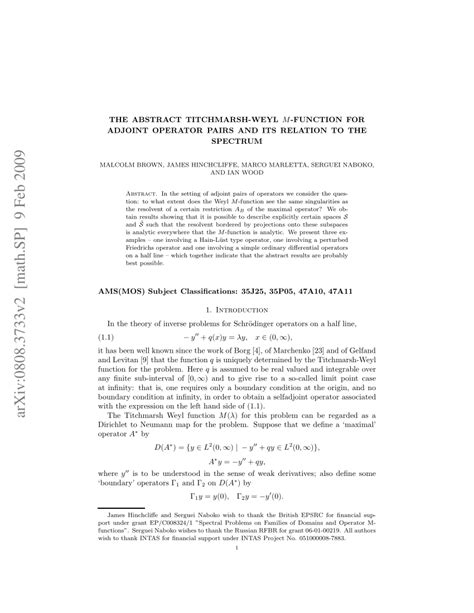 pdf the abstract titchmarsh weyl m function for adjoint operator