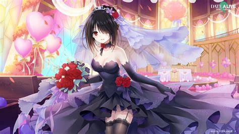 Date A Live Tokisaki Kurumi Dress Heterochromia No Bra Stockings Thighhighs Wallpaper Wedding