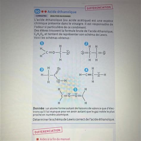 50 Acide éthanoïque CONNAITRE ANALYSER RAISONNER L acide éthanoïque ou