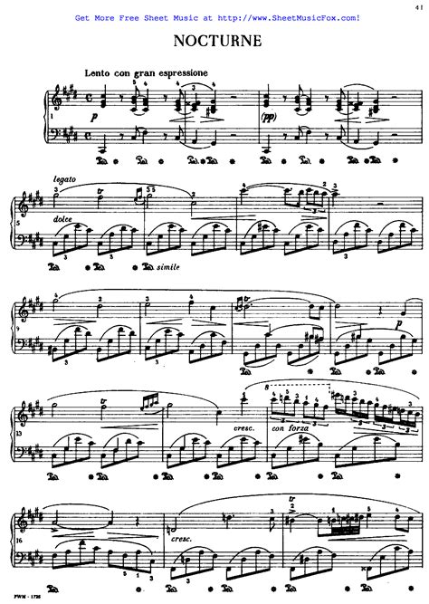 Free sheet music for Nocturne in C sharp minor B 49 Chopin Frédéric