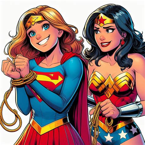 Supergirl Bound With Magic Lasso By Wonder Woman By Rms19 On Deviantart