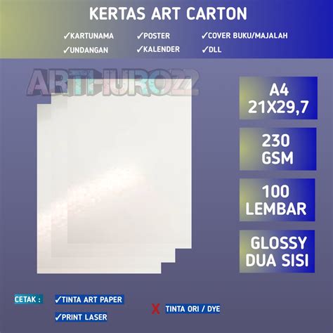 Jual Kertas Art Carton Paper Gsm A Isi Lembar Art Karton