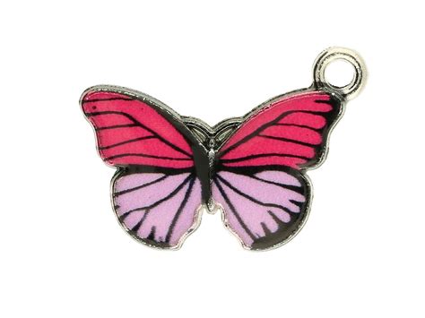 Motyl Zawieszka Emaliowana X Mm Metal Srebrny R Owy Szt