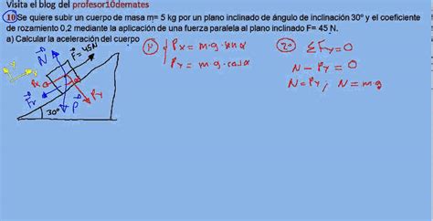 ejercicios y problemas resueltos de física dinámica 10 plano inclinado